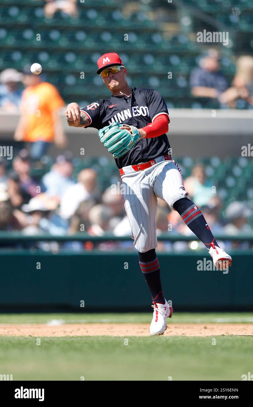 Lakeland FL USA; Minnesota Twins third base Jose Miranda (64) fields ...