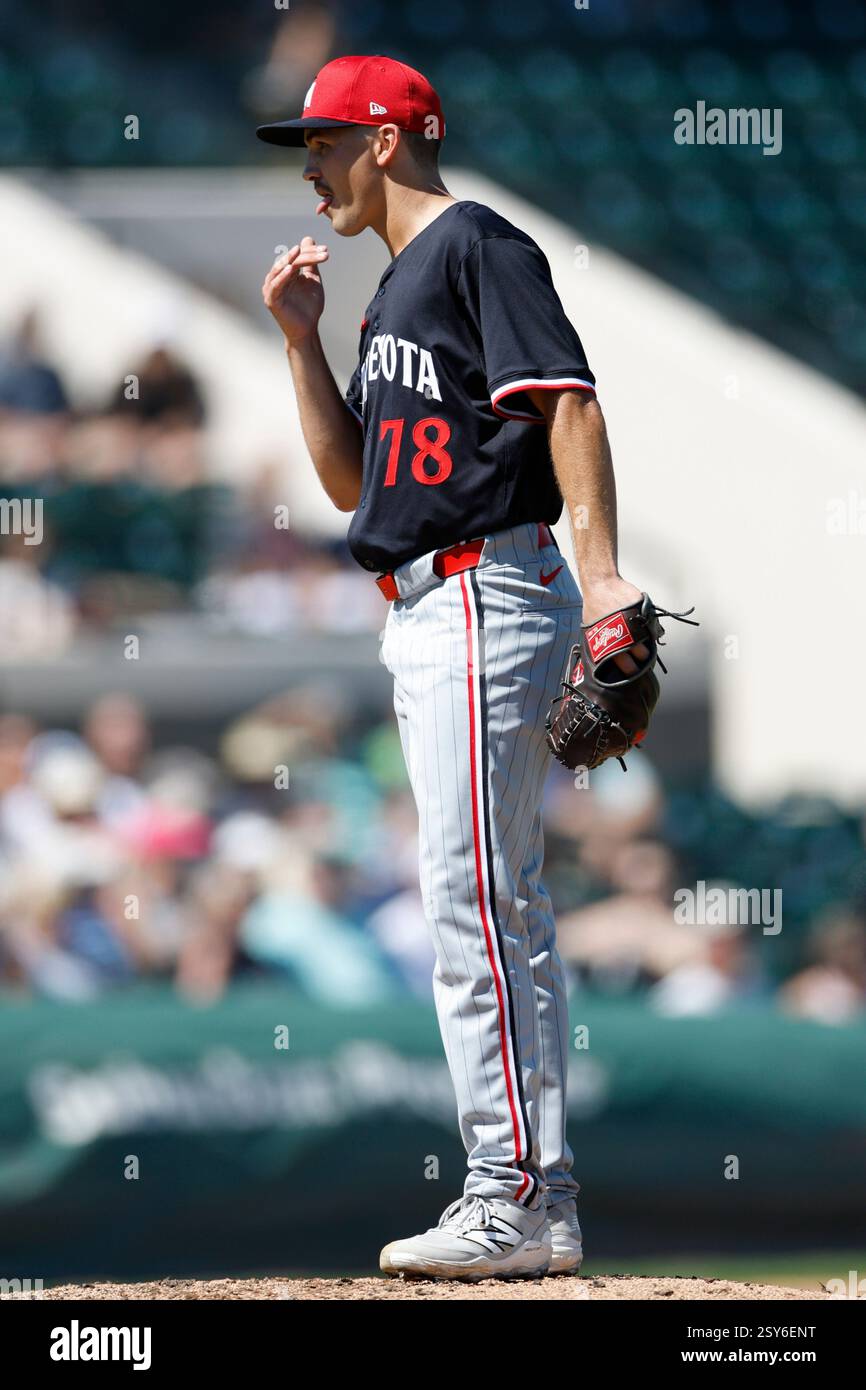 Lakeland FL USA; Minnesota Twins pitcher Andrew Morris (78) looks for ...