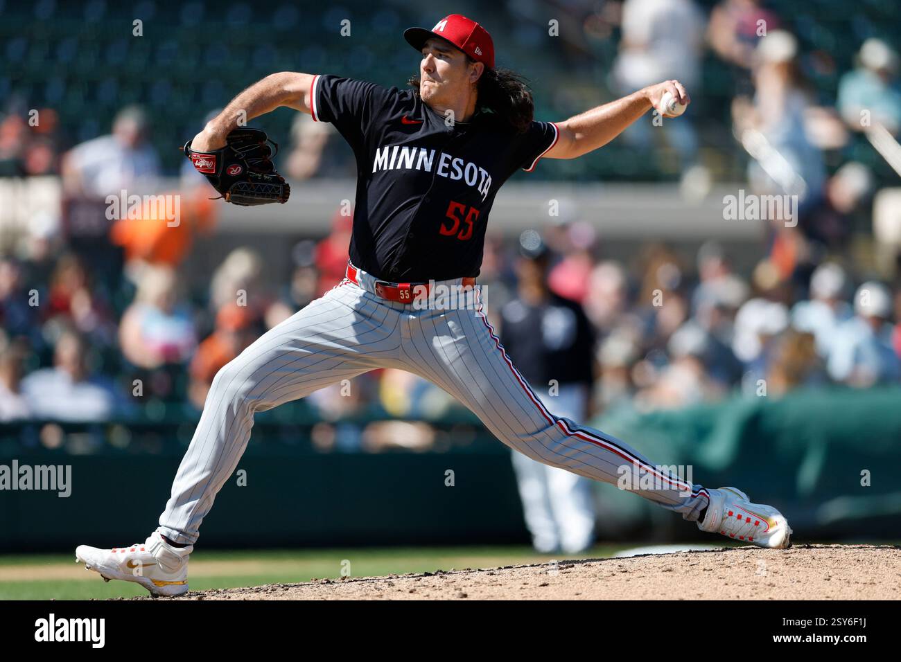 Lakeland FL USA; Minnesota Twins pitcher Kody Funderburk (55) delivers ...