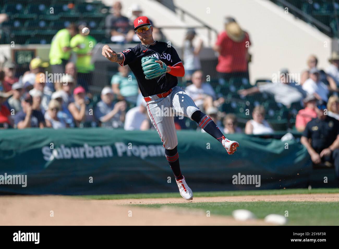 Lakeland FL USA; Minnesota Twins third base Jose Miranda (64) fields ...