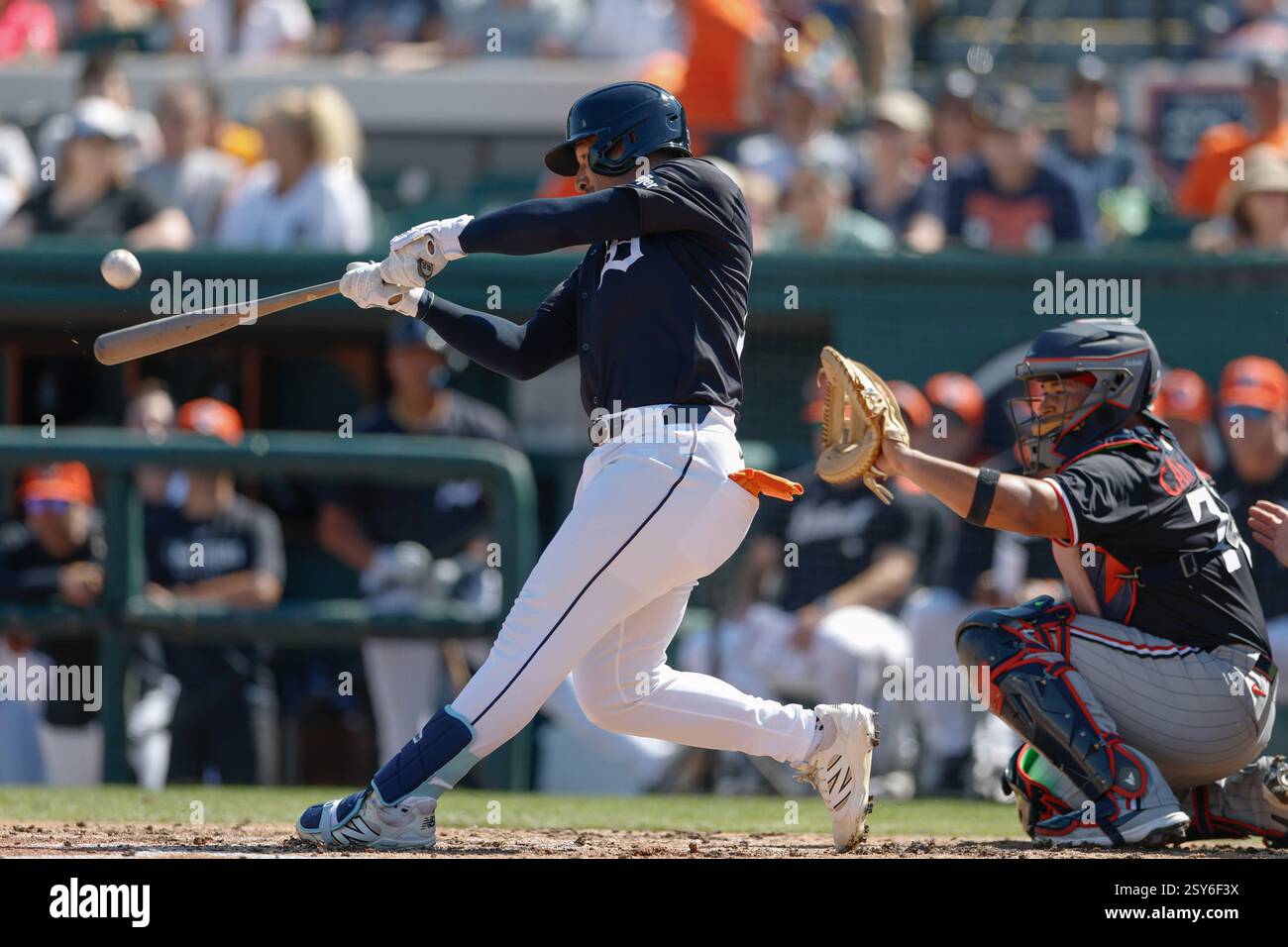 Lakeland FL USA; Detroit Tigers left fielder Jamal Jones flies out to ...