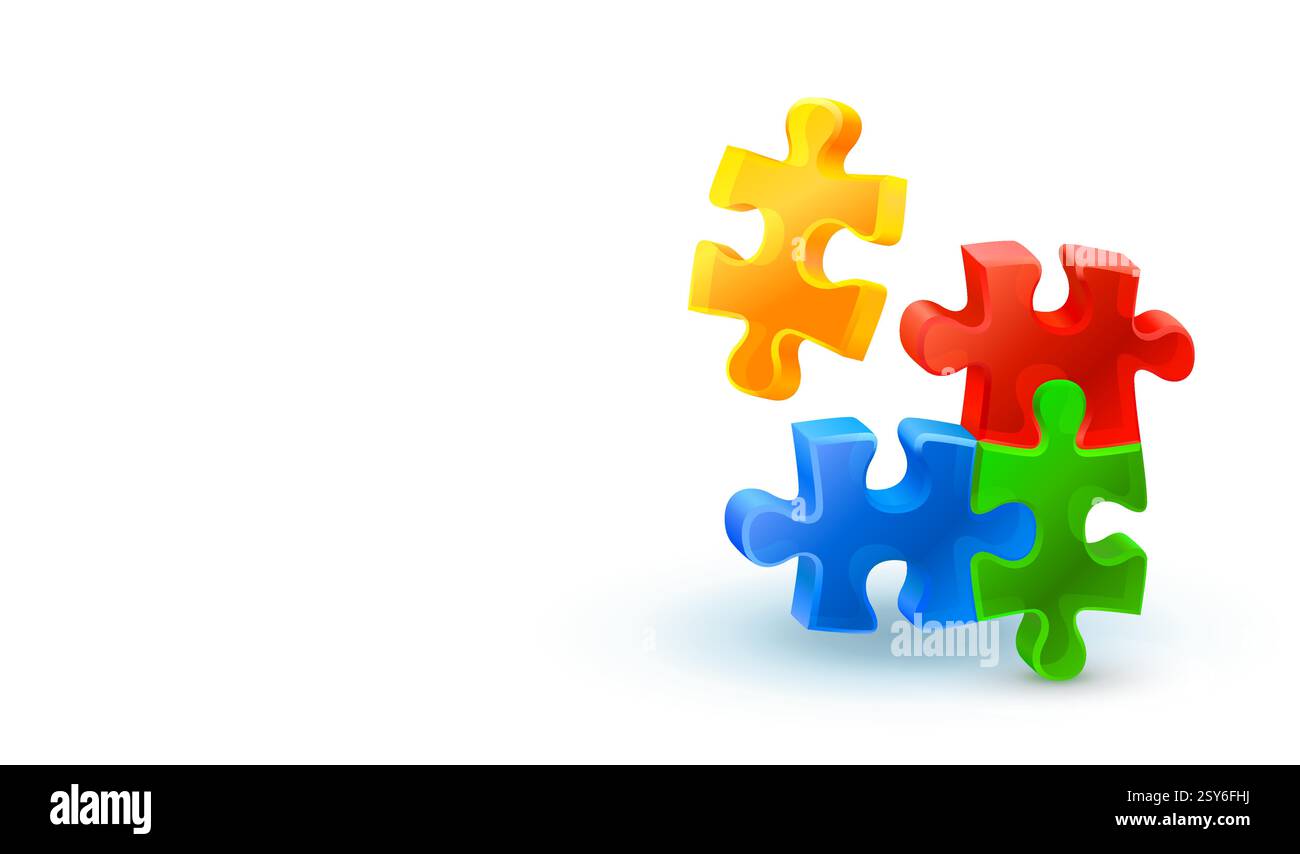 Colored puzzle pieces, fragments of game mosaic. Vector Stock Vector ...