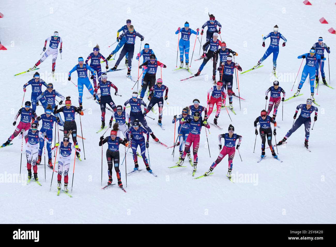 Athletes compete in the women's Nordic Combined Individual Mass Start ...