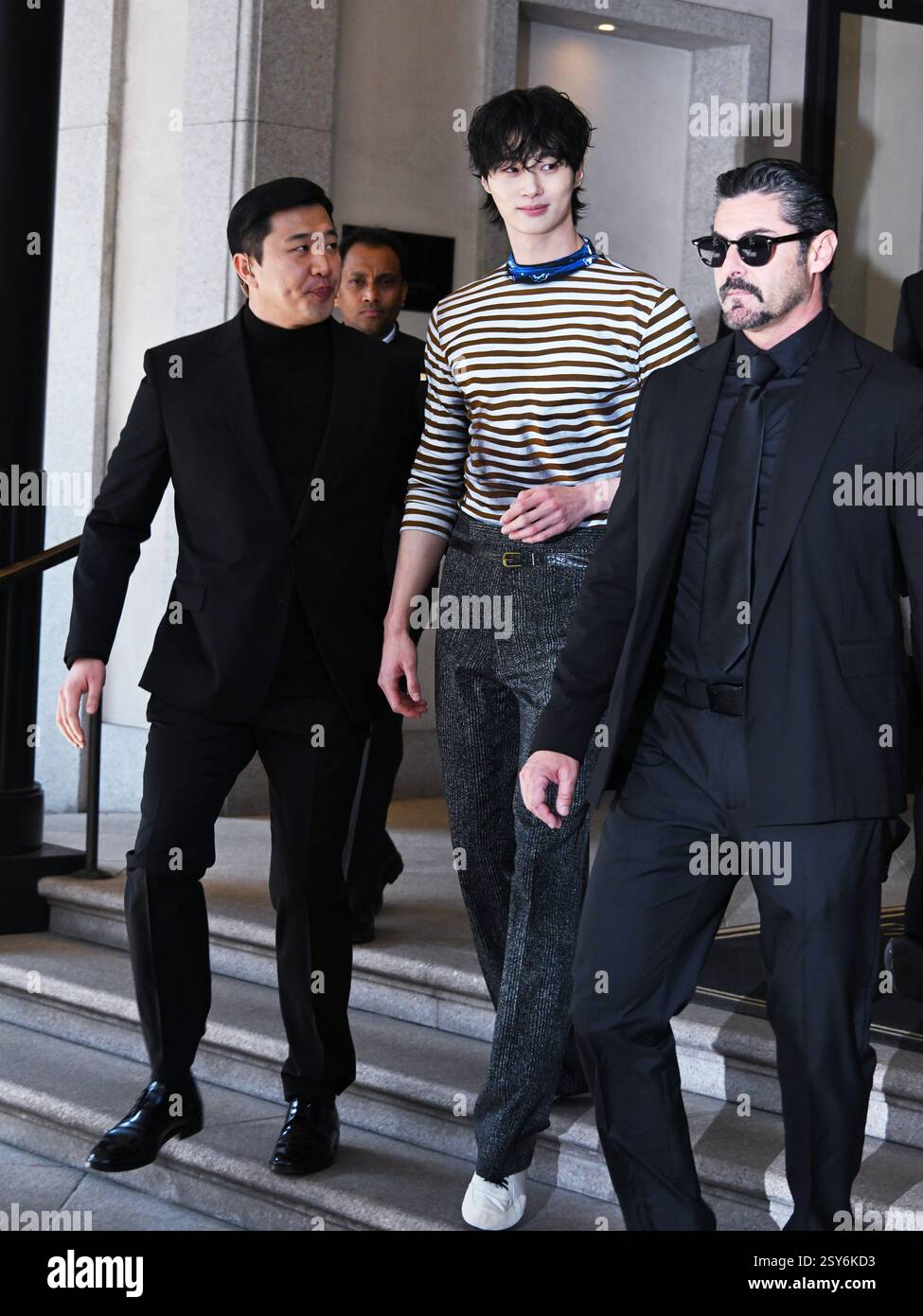 Milan, Italy. 27th Feb, 2025. Milan, Milan Fashion Week: Byeon Woo-seok ...