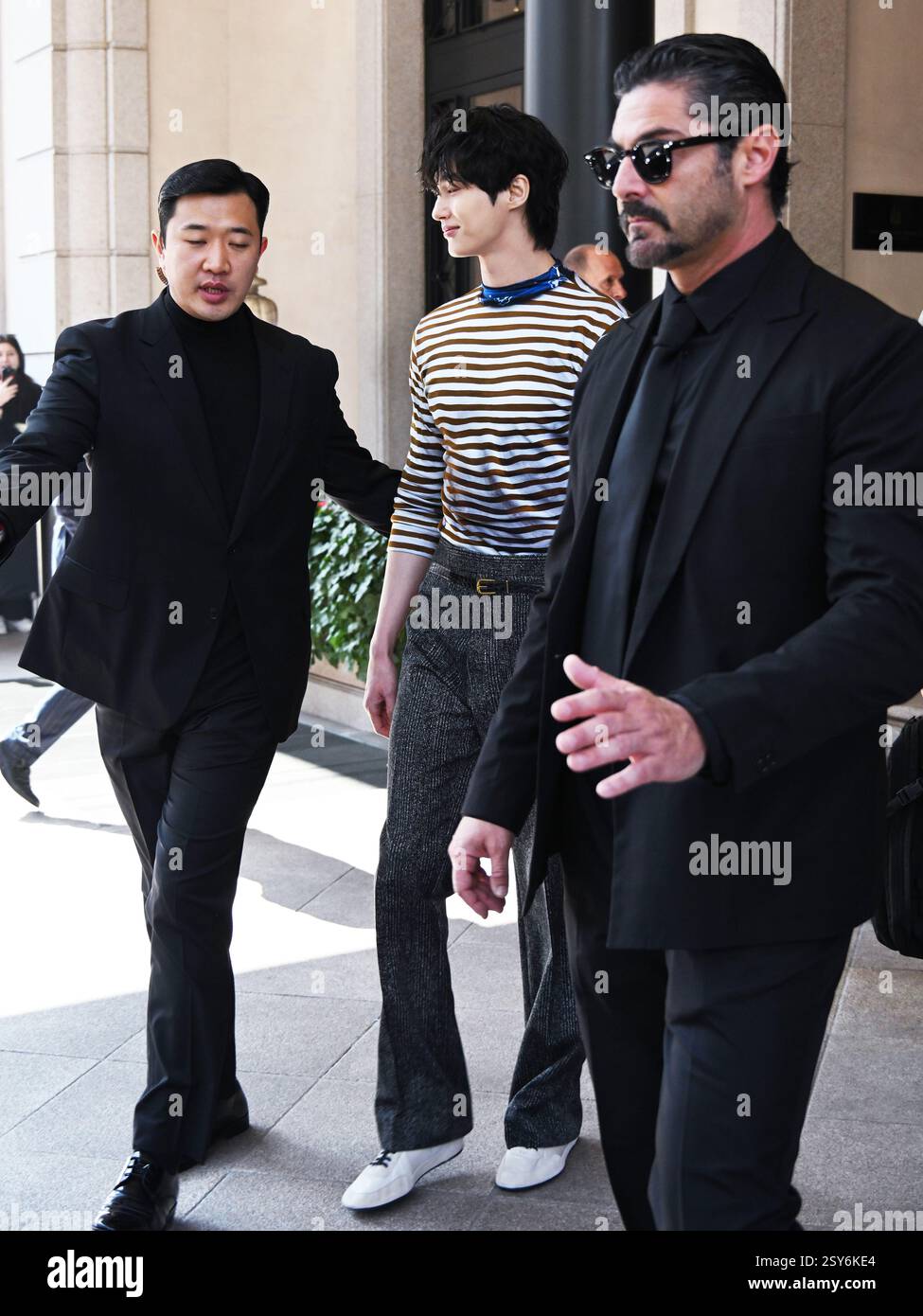 Milan, Italy. 27th Feb, 2025. Milan, Milan Fashion Week: Byeon Woo-seok ...