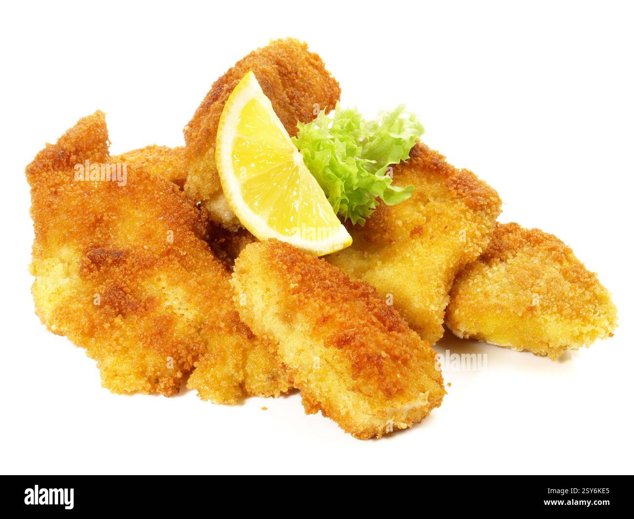 Fried Fish Nuggets on white Background Stock Photo - Alamy