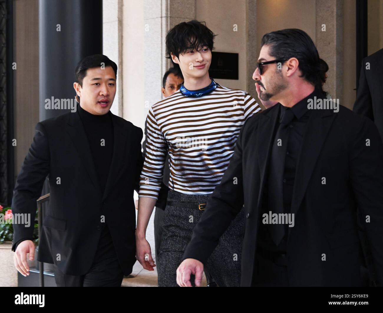 Milan, Italy. 27th Feb, 2025. Milan, Milan Fashion Week: Byeon Woo-seok ...