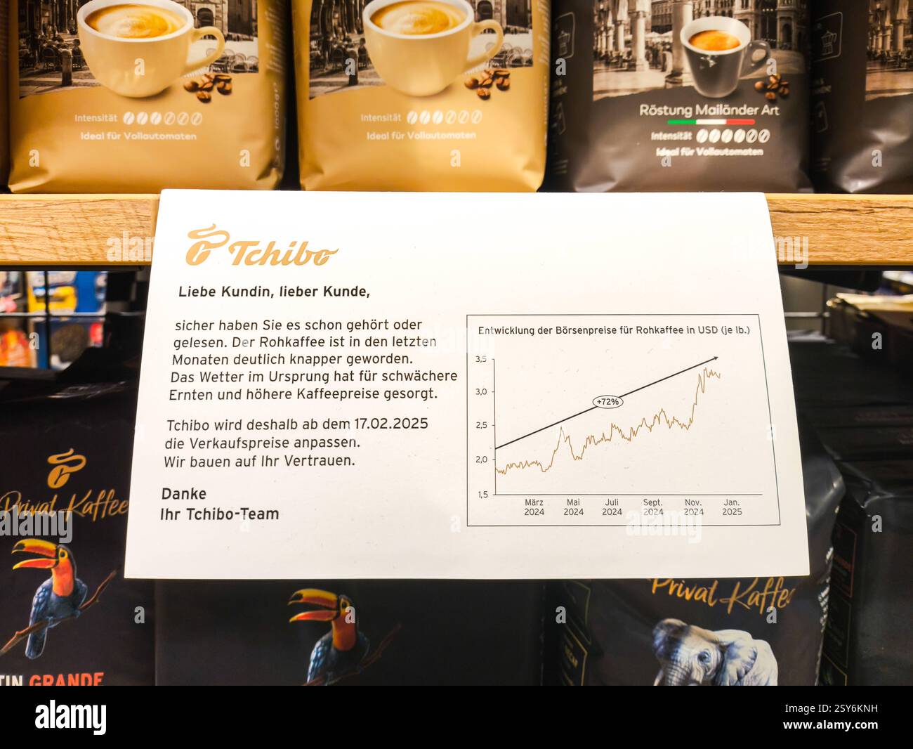 Bavaria, Germany - February 26, 2025: Tchibo informs its customers ...