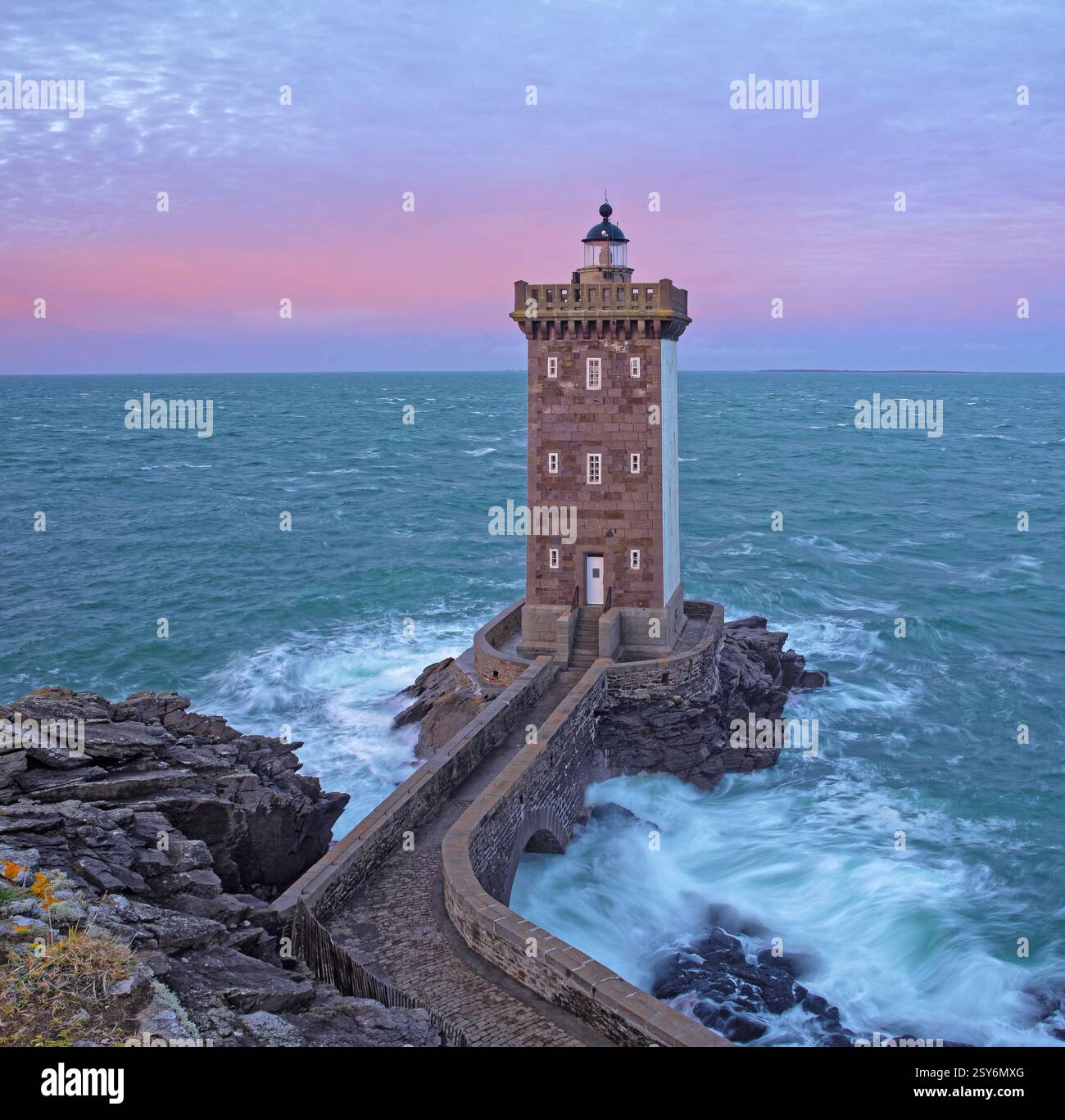 France, Finistère department, Le Conquet, the Kermovan lighthouse at ...