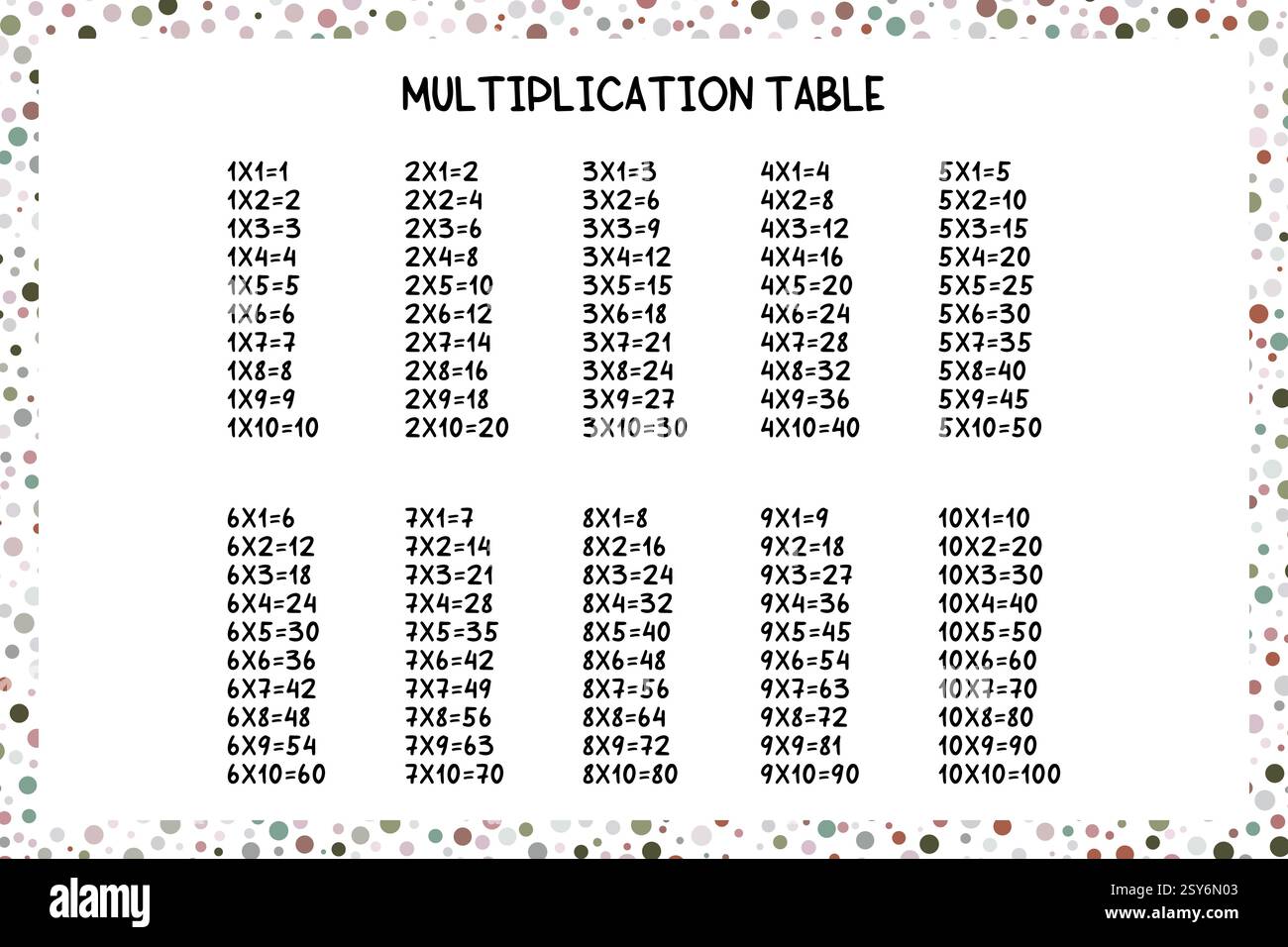 Multiplication Square. School vector illustration. Multiplication Table ...