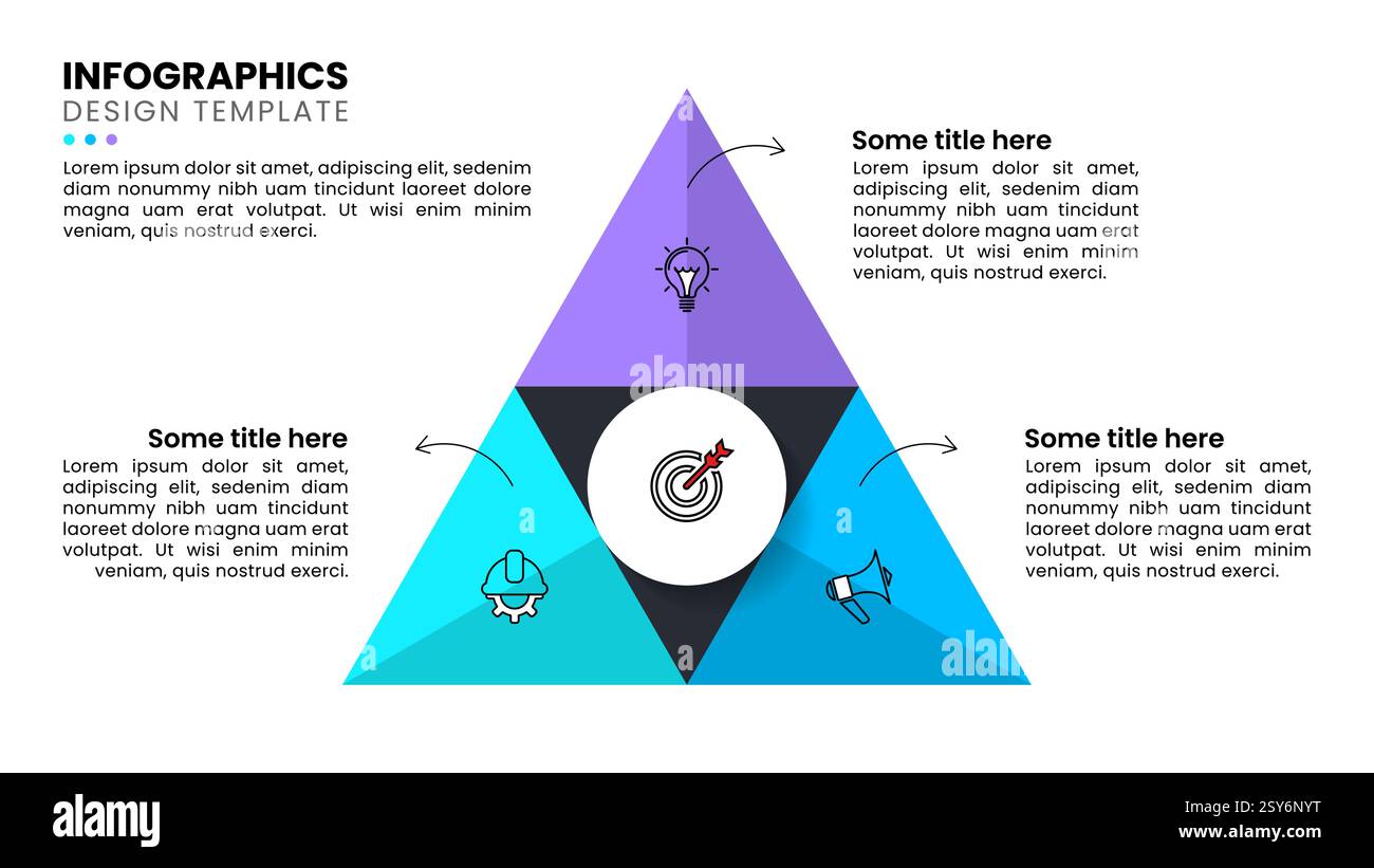 Infographic template with icons and 3 options or steps. Triangle. Can be used for workflow ...