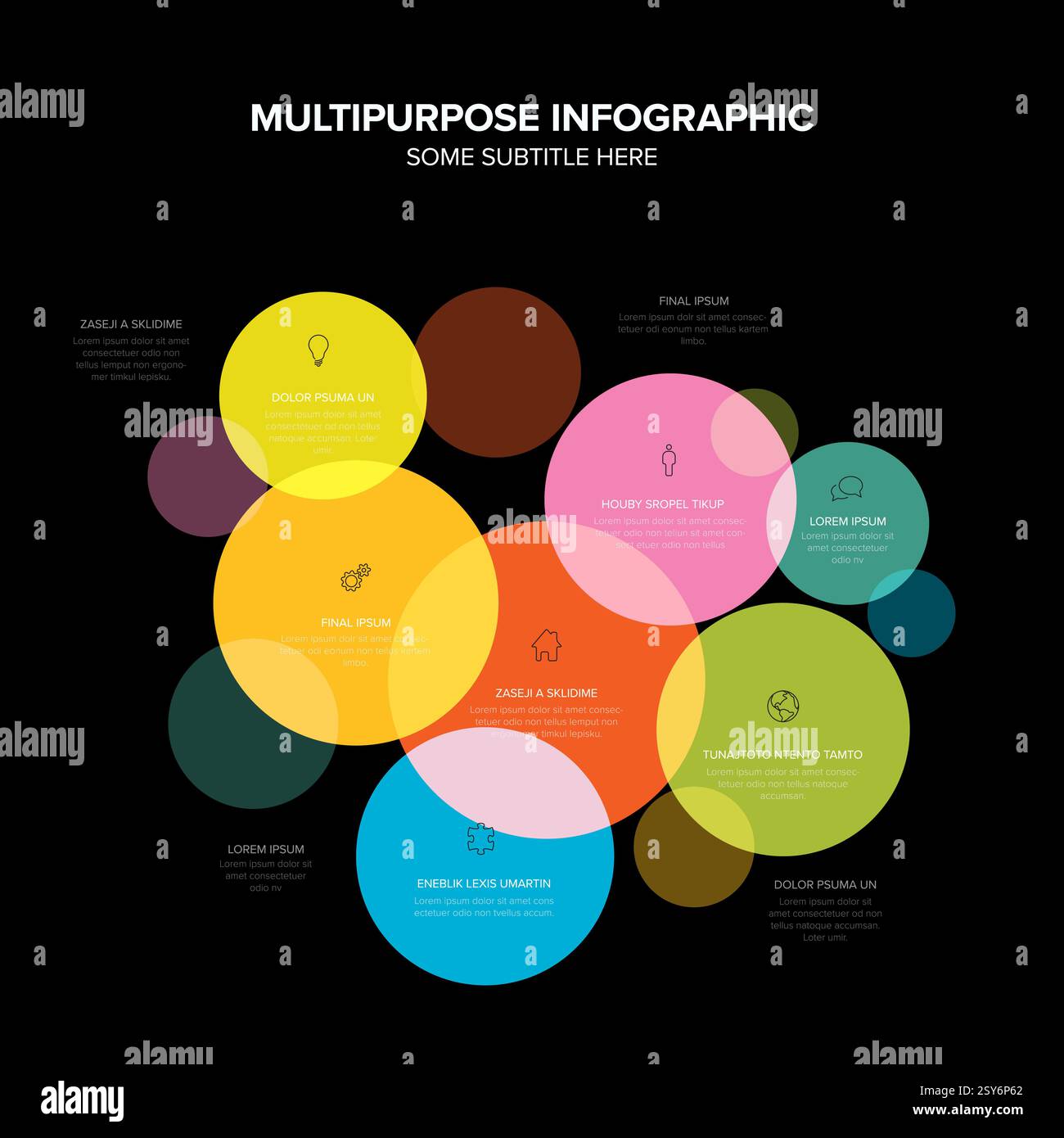 Dark infographic features colorful overlapping circles, each containing ...