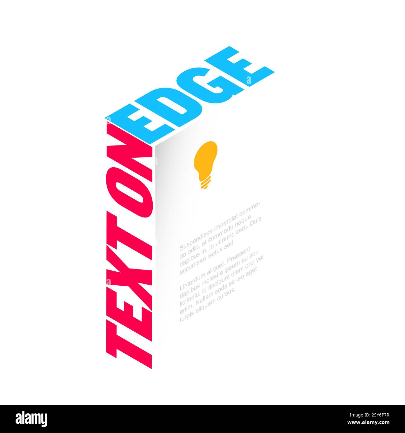 A 3D text design with the words 'TEXT ON EDGE' in bold blue red on a ...