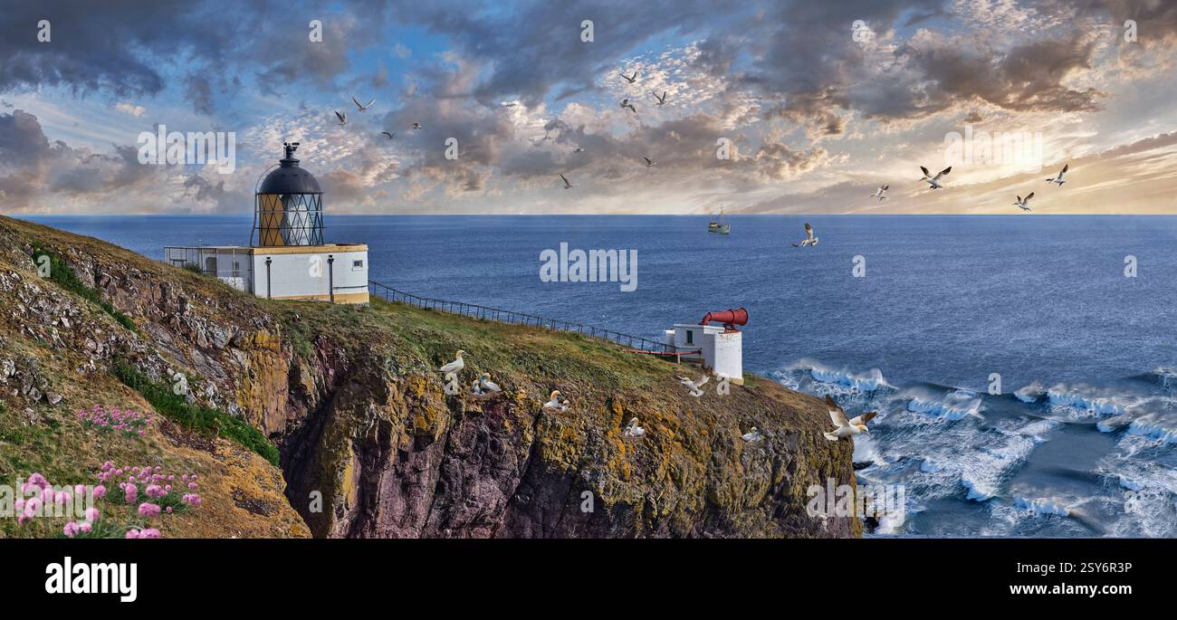 Photo of St Abb's Head Lighthouse lighthouse, St Abbs Head, Berekshire, Scotland, UK. A signal ...