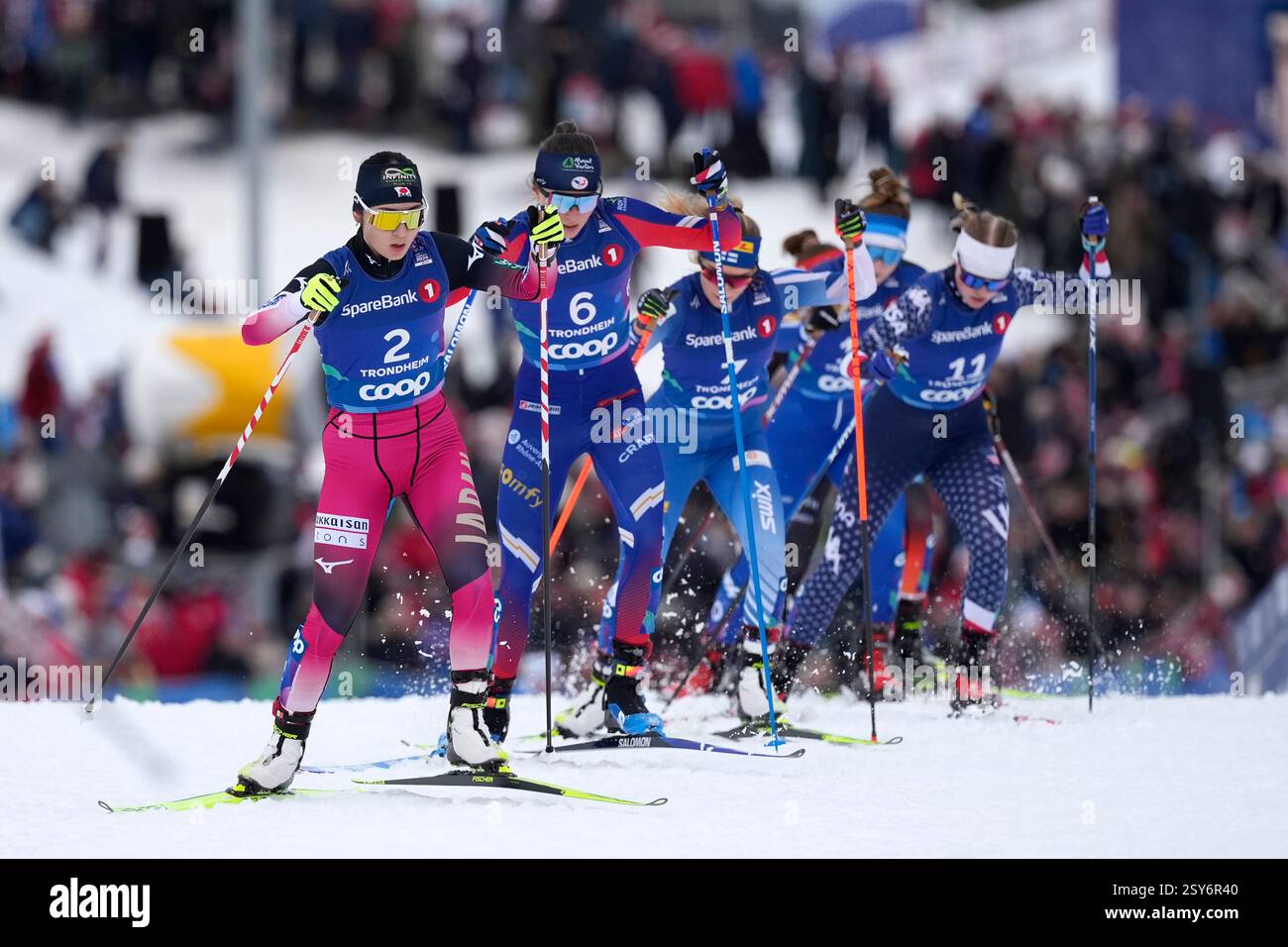 Athletes compete in the women's Nordic Combined Mass Start Normal Hill ...