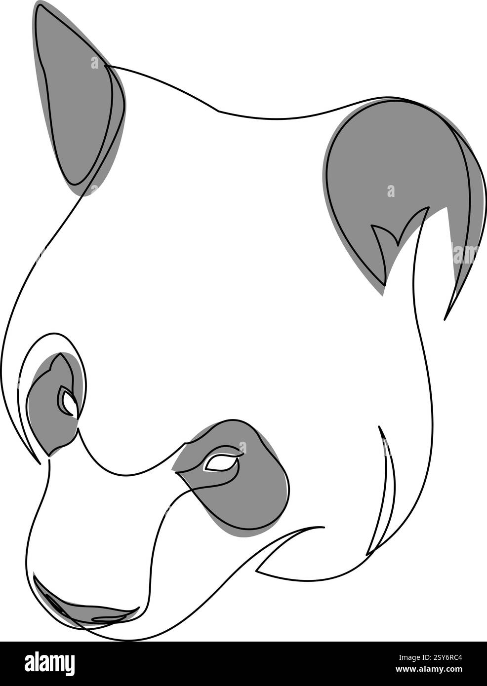 Continuous one line drawing of panda head. Hand drawn minimalism style ...