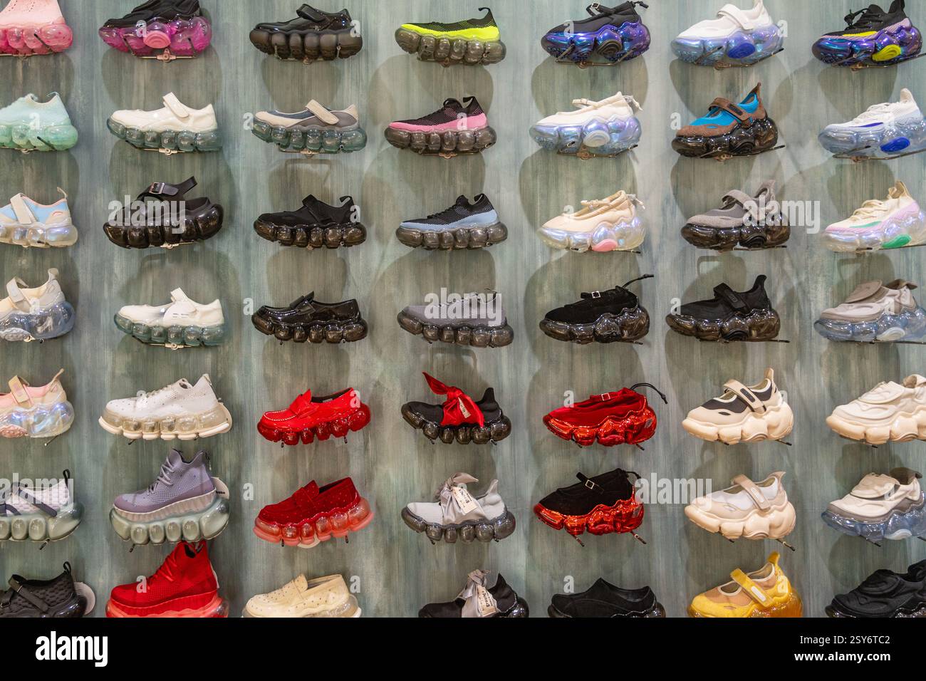 Tokyo, Japan-January 15, 2025: Retail store display of trendy sneakers ...