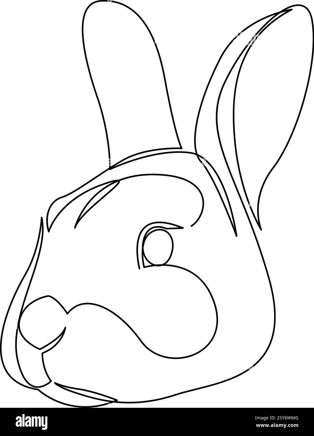 Rabbit head continuous one line drawing. Single line bunny animal design. Vector illustration ...