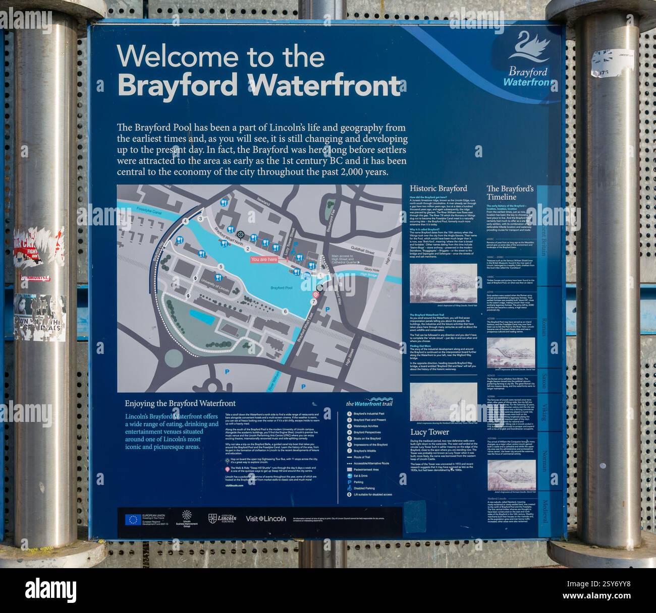 Welcome to Brayford Waterfront map and information notice sign ...