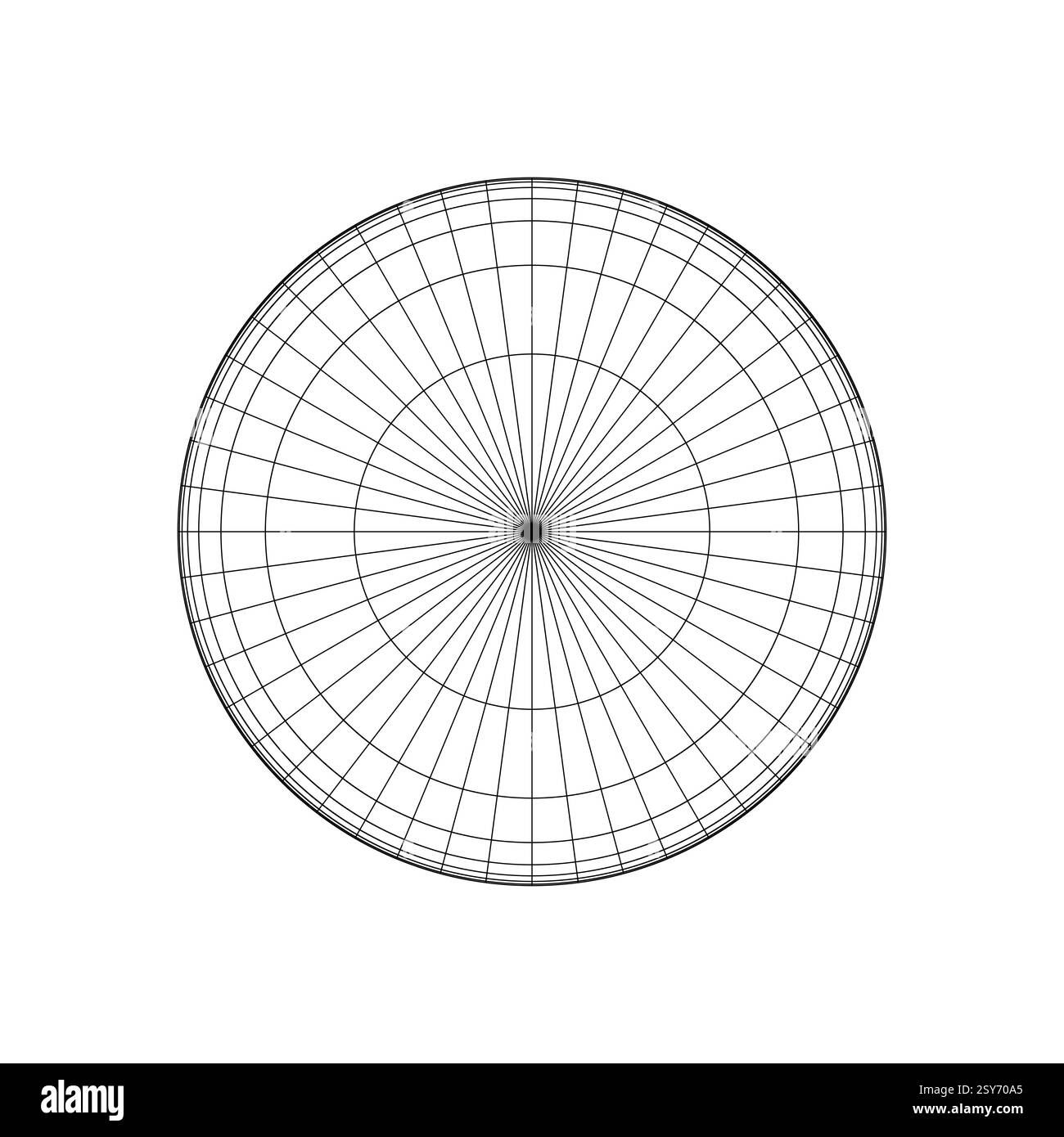 Polar coordinate circular grid isolated on white background. 360 degrees scale. Blank polar ...