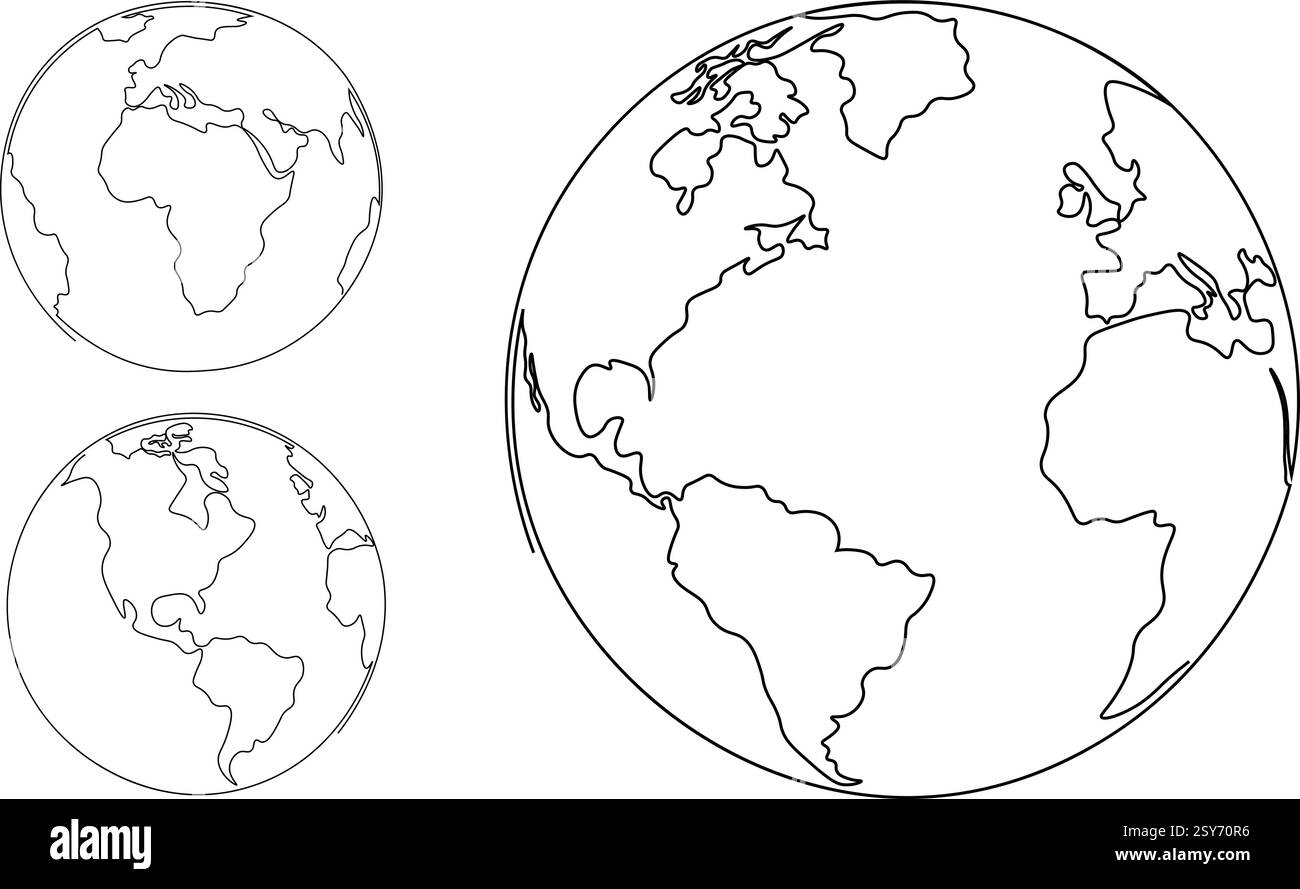Earth globe outline vector illustration set Stock Vector Image & Art ...