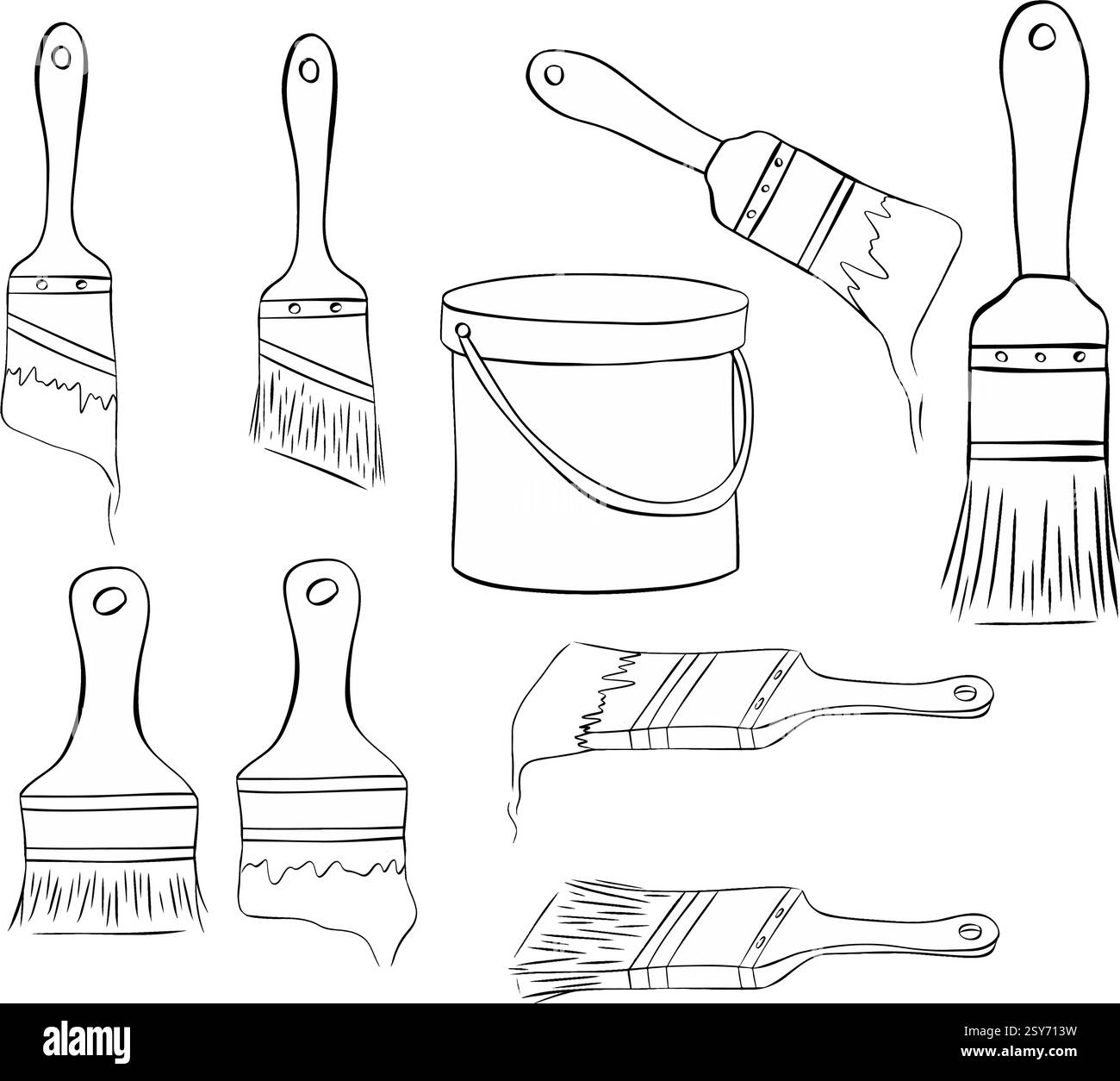 painter tools brushes with color can set. Isolated graphic line ink ...