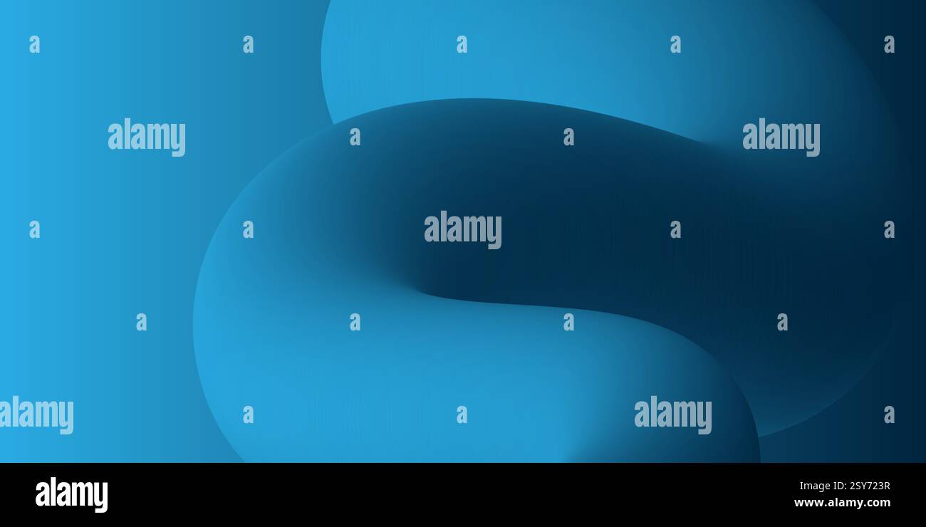 Dark abstract large 3D blue lit gradient curved shapes, surfaces ...