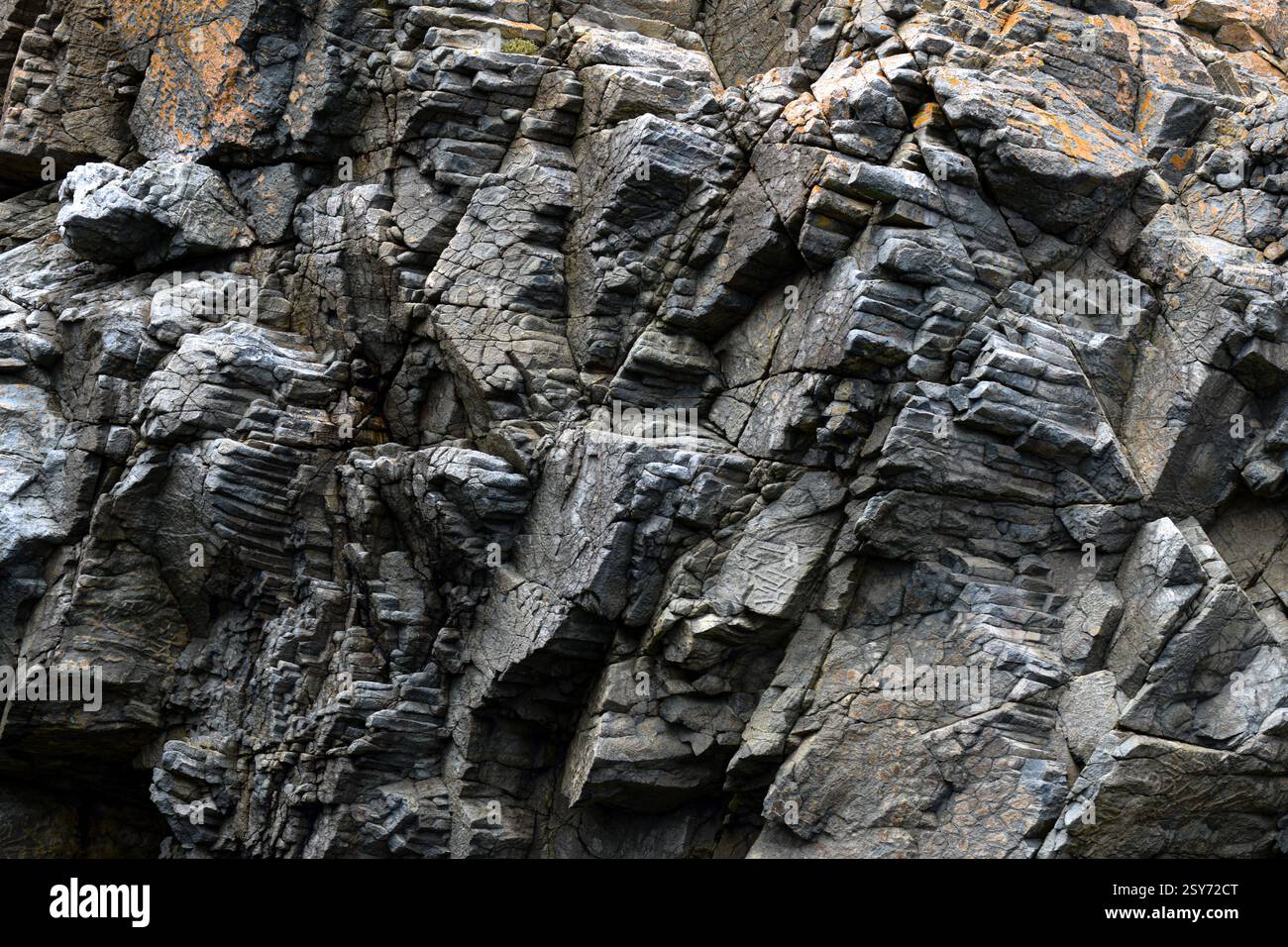 Detail of a slate quarry cliff face in the UNESCO World Heritage Site ...