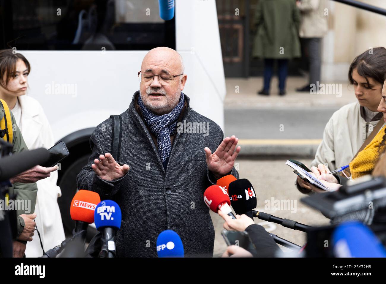 Paris, France. 27th Feb, 2025. Michel Beaugas, Force Ouvrière ...