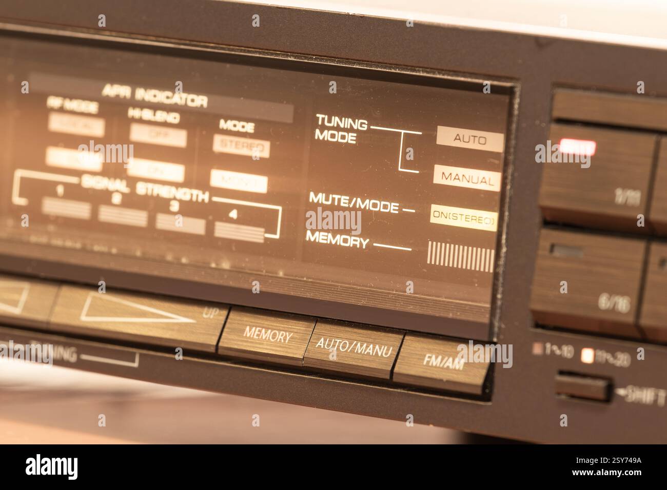 Detailed examination of a vintage radio with a focus on its preset ...