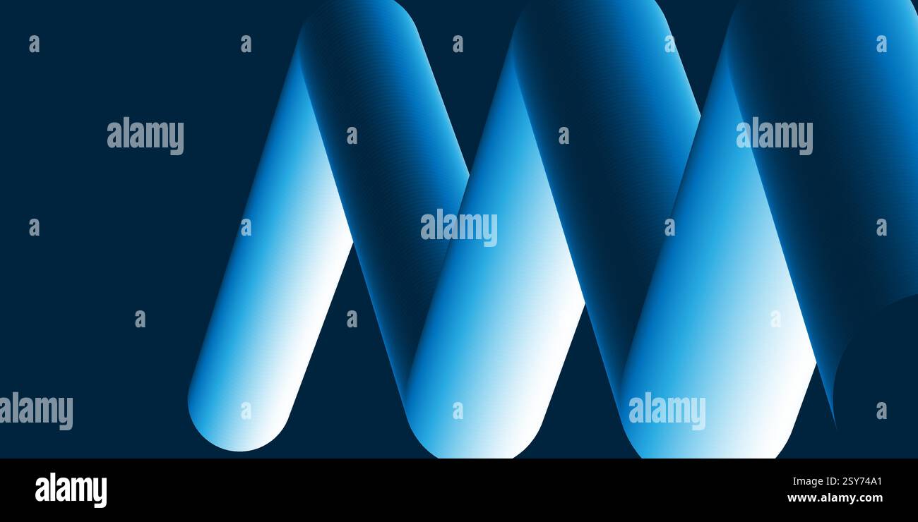 3D Modern abstract background featuring a lit tubular zigzag shape ...