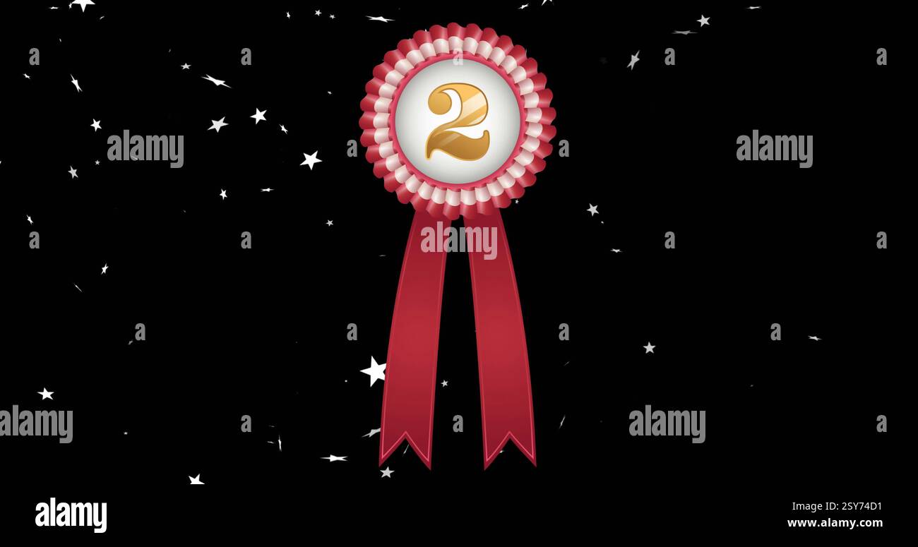 Image of stars over 2nd place medal on black background Stock Photo - Alamy