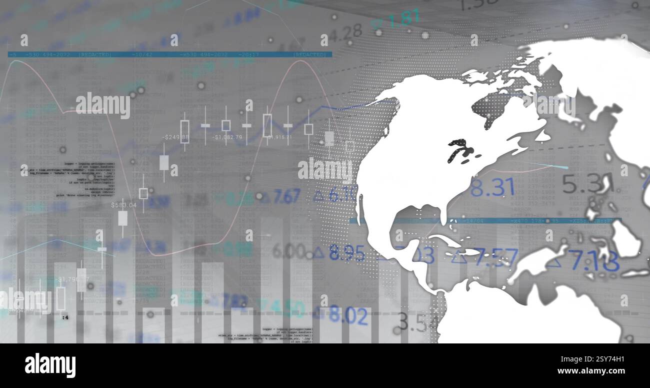 Image of financial data processing over globe Stock Photo - Alamy