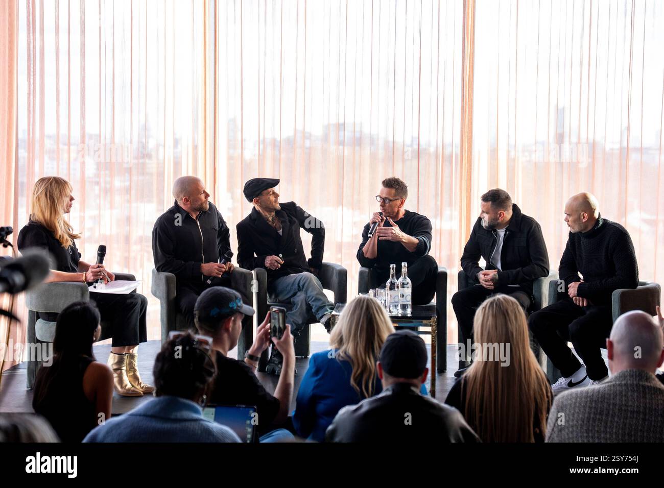 Sara Cox (left) with (left to right) Jason "J" Brown, Abz Love, Ritchie ...