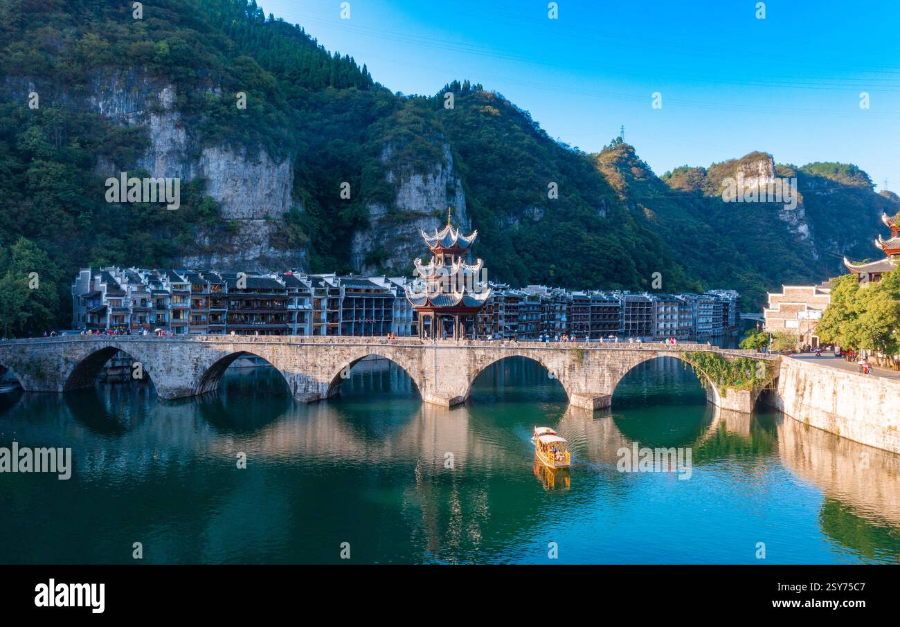 Scenery of Zhenyuan Ancient Town, Guizhou Province, China Stock Photo ...