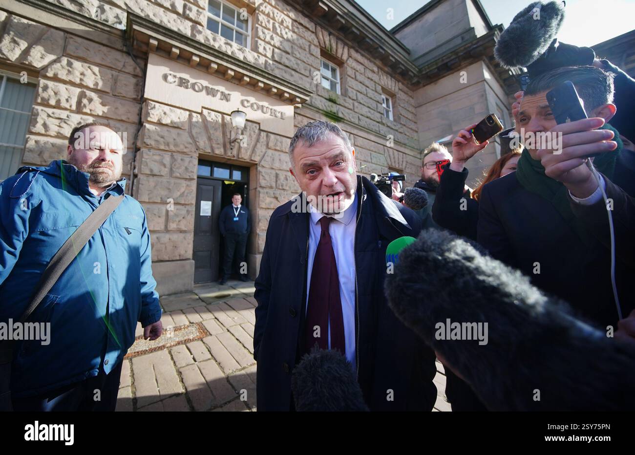 Runcorn and Helsby MP Mike Amesbury (centre) leaving Chester Crown ...