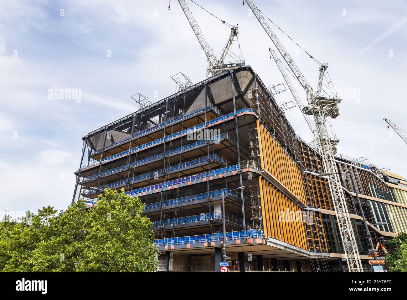 Modern Building Under Construction with Cranes in London, Urban ...