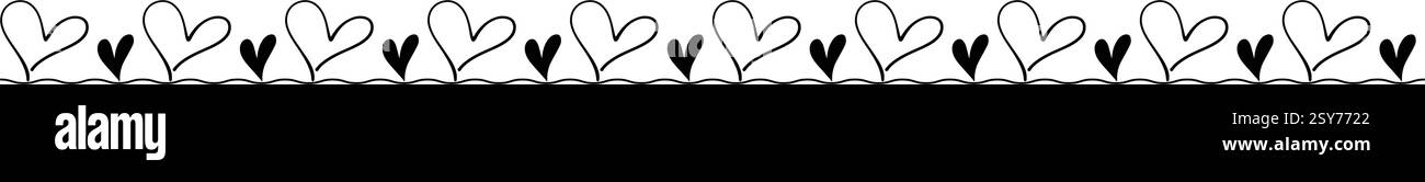 Heart border frame divider in horizontal line design vector ...
