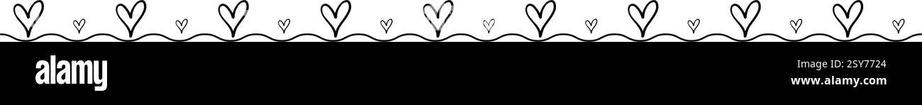 Heart border frame divider in horizontal line design vector ...
