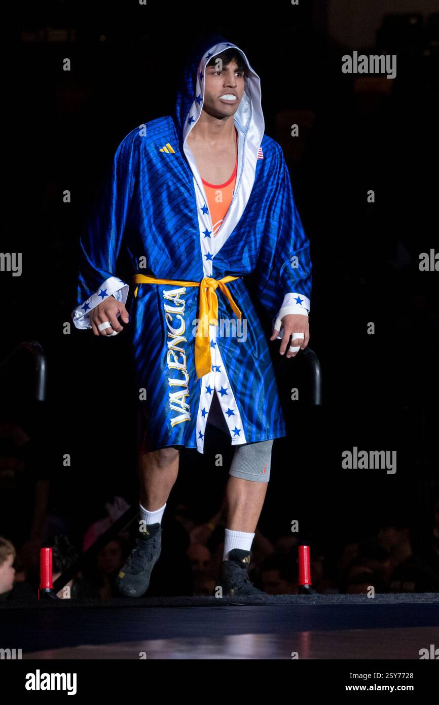 Zahid Valencia takes the mat during the FloWrestling Night in America ...