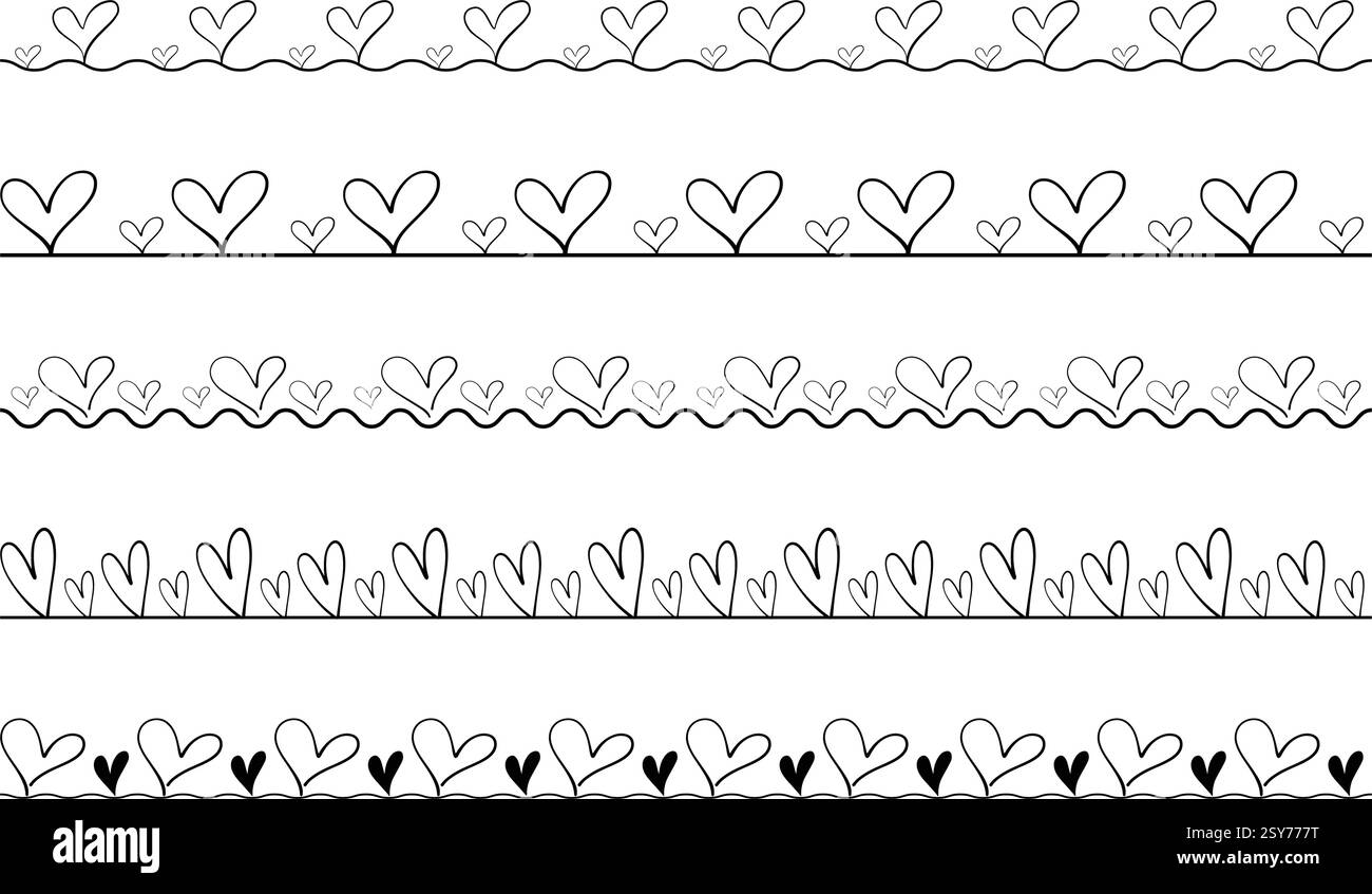 Heart border frame divider in horizontal line design vector ...