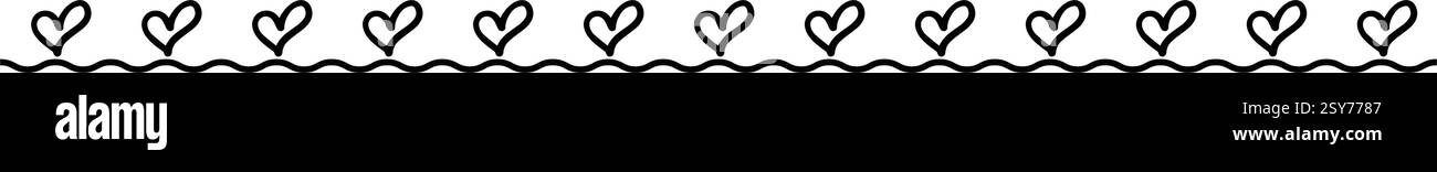 Heart border frame divider in horizontal line design vector ...