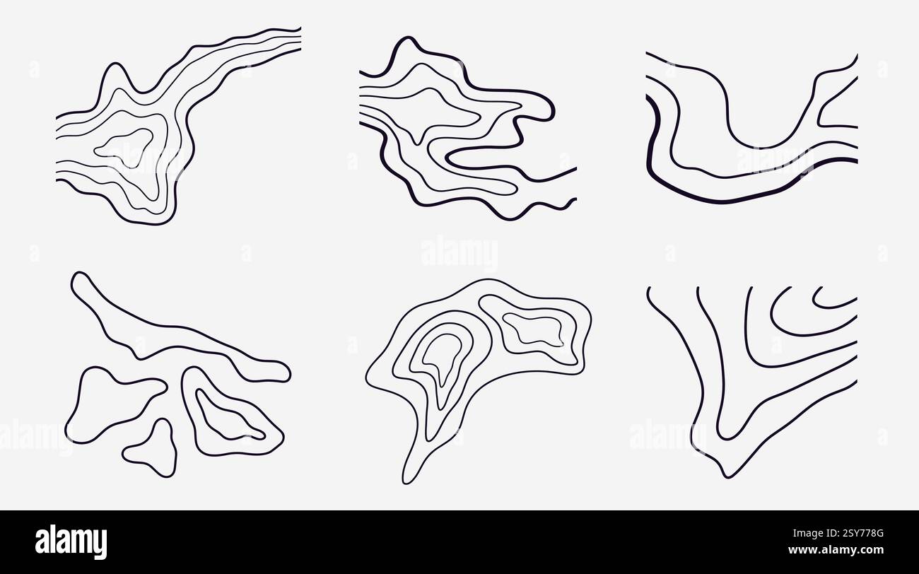 Topography map shapes abstract wavy lines set Stock Vector Image & Art ...
