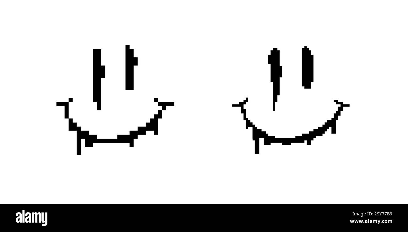 Minimalist black smiley faces with vertical line eyes on white ...