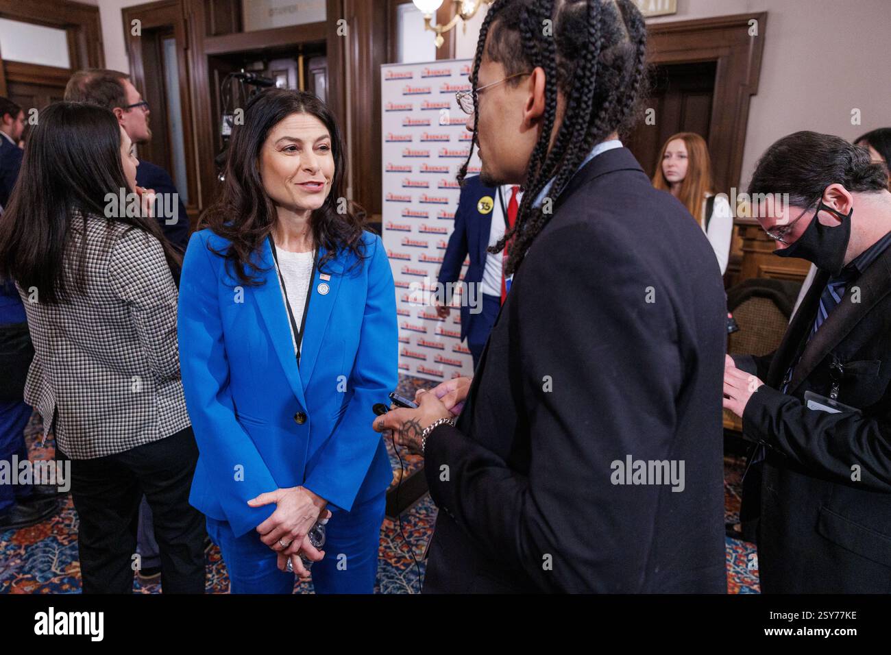 Michigan Attorney General Dana Nessel speaks to reporters following the ...