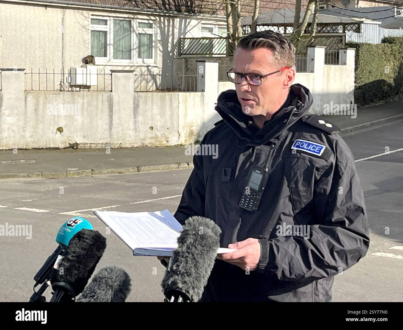 Inspector Terry Murphy speaks to the media on Cobhorn Drive, Hartcliffe ...