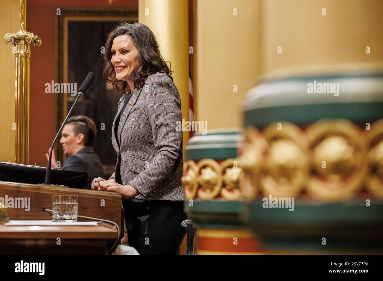 Michigan Gov. Gretchen Whitmer delivers her seventh State of the State ...