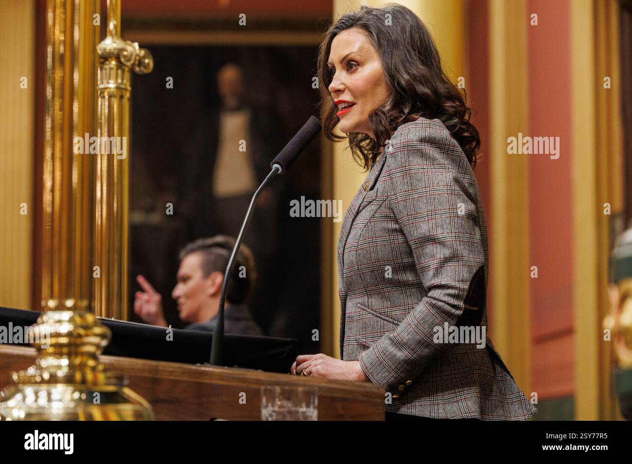February 26, 2025, Lansing, Michigan, USA: Michigan Gov. GRETCHEN ...