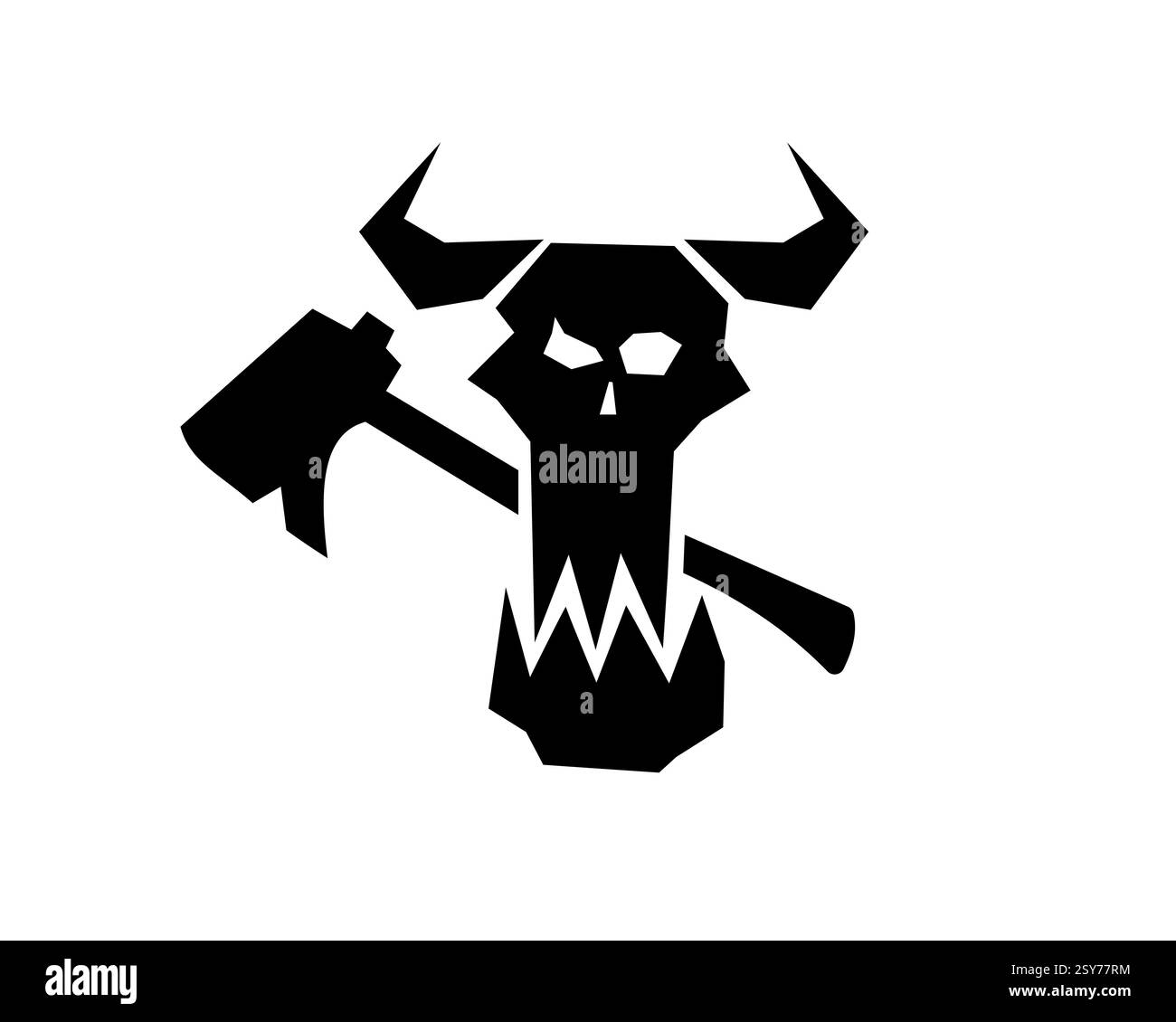 Orc icon with horns and skeletal design for brutal war themes Stock ...