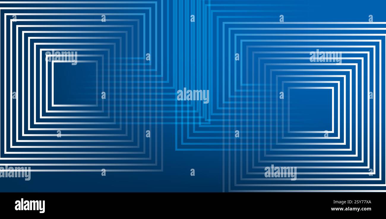 An abstract vector graphic featuring concentric squares and intersecting lines. The modern ...